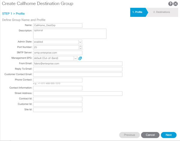Configure CallHome feature in Cisco ACI